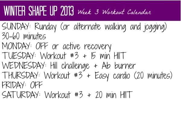 Winter Shape Up 2013: Week 3 Workout - The Fitnessista