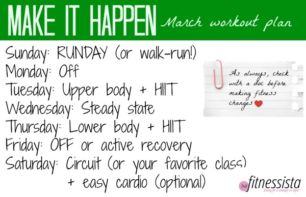 Make it Happen March workout plan - The Fitnessista