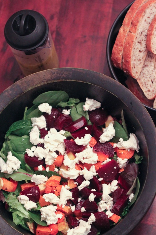 Roasted Root Vegetable Salad with Maple-Dijon Dressing - The Fitnessista