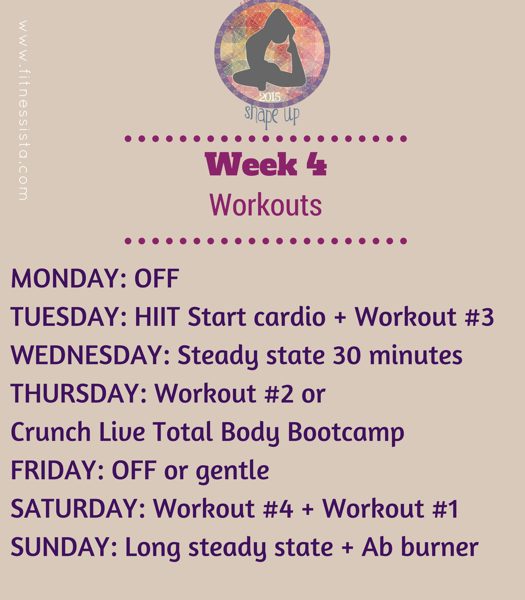 Summer Shape Up 2015: Week 4 Workouts and Meal ideas - The Fitnessista