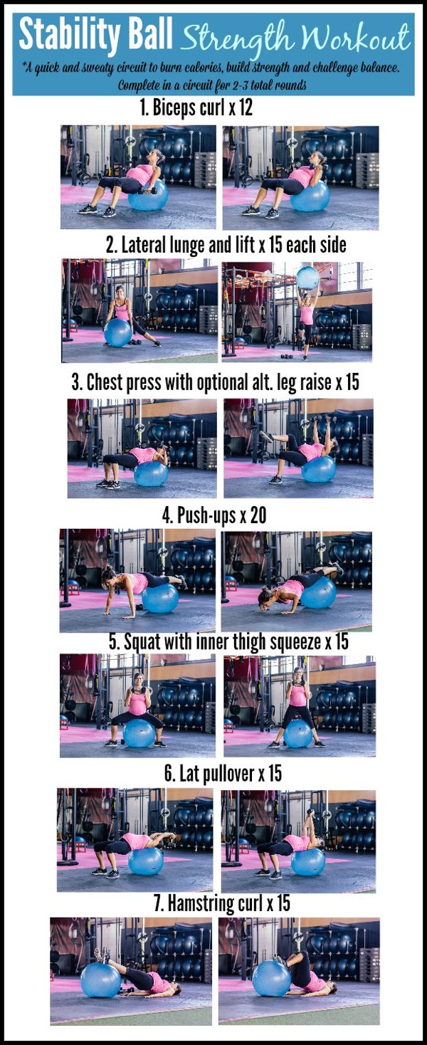 Stability ball strength workout - The Fitnessista