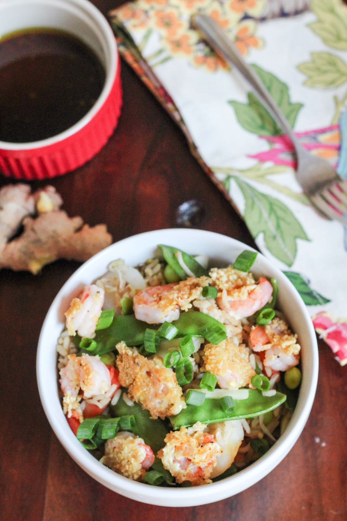 Crispy Shrimp, Rice and Veggies with Soy Ginger Sauce - The Fitnessista