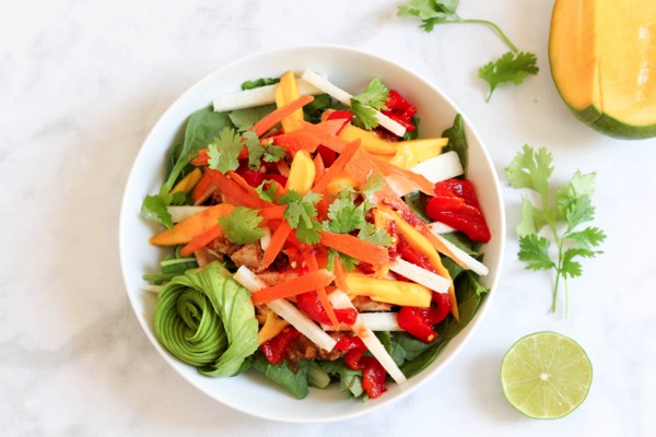Spring Roll Chicken Salad with Sweet Chile Vinaigrette