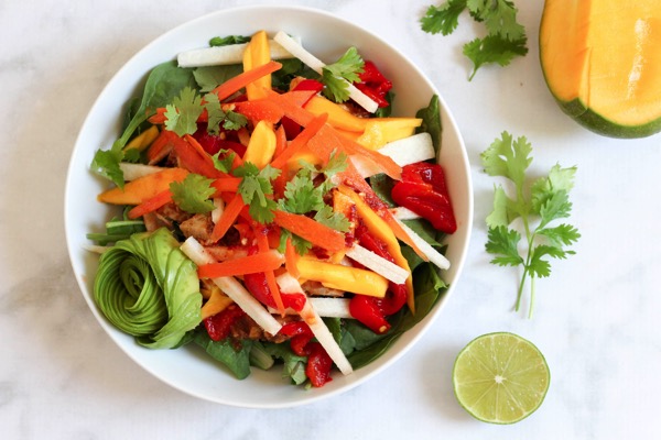 Spring Roll Chicken Salad with Sweet Chile Vinaigrette