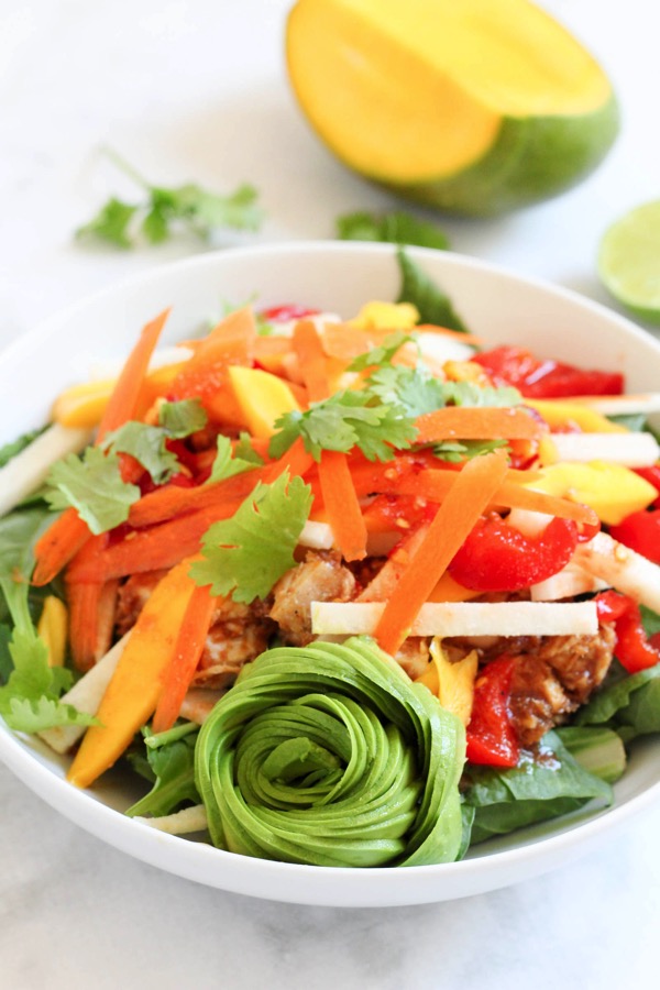 Spring Roll Chicken Salad with Sweet Chile Vinaigrette