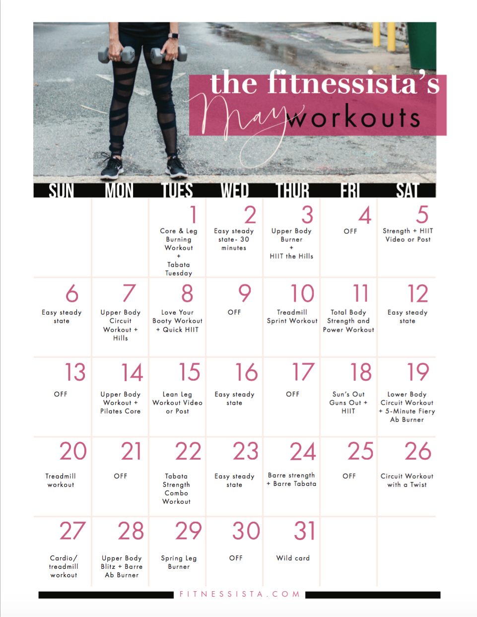 May 2018 Workout Calendar - The Fitnessista