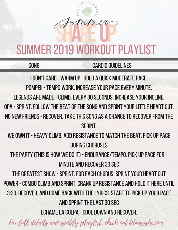 Summer workout playlist + cardio workout - The Fitnessista