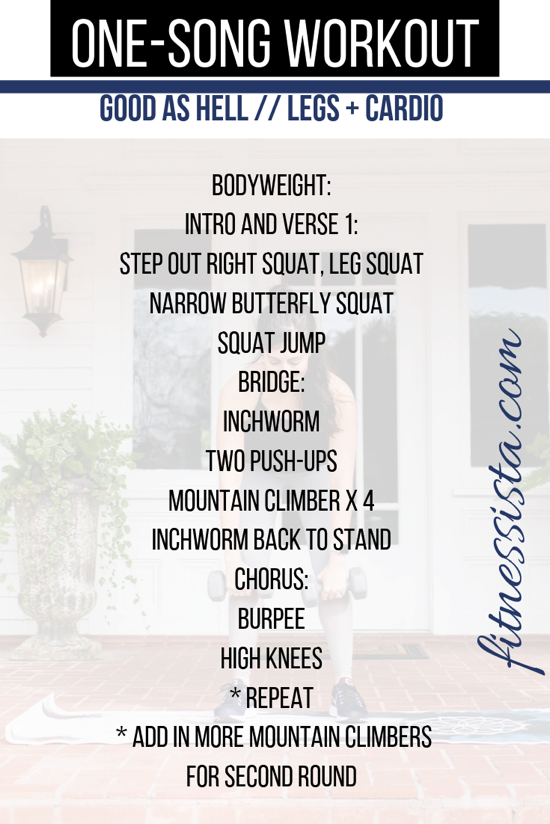 One-song workout: "Good As Hell" (Legs and Cardio) - The Fitnessista