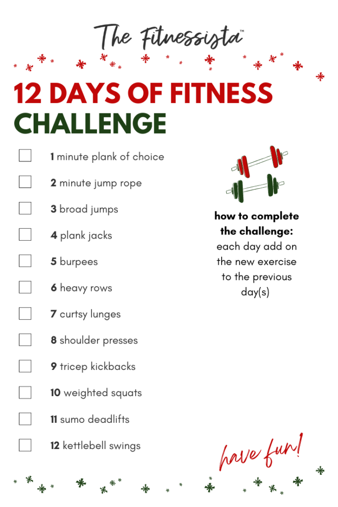 12 days of Fitness Challenge - The Fitnessista